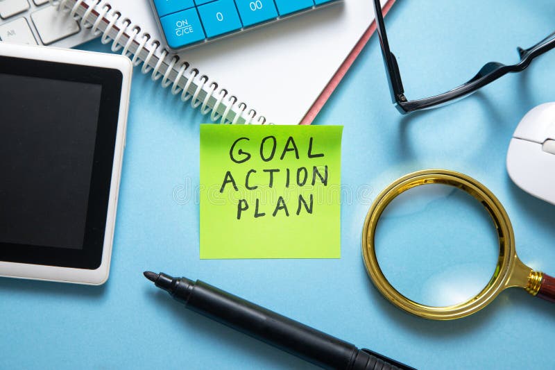 Goal. Action. Plan on Sticky Note Stock Image - Image of performance ...