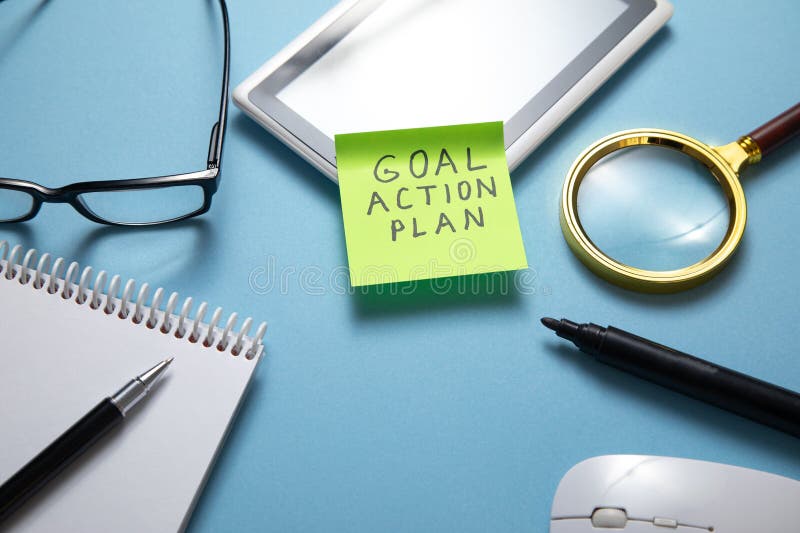 Goal. Action. Plan on Sticky Note Stock Image - Image of performance ...