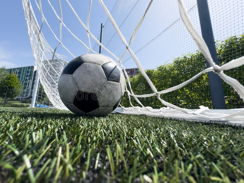 Goal in the Back of Net in Soccer Game Stock Photo - Image of movement ...
