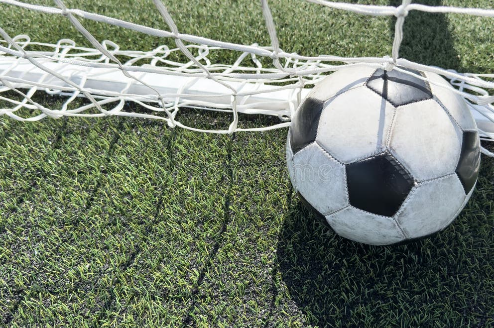 Goal in the Back of Net in Soccer Game Stock Image - Image of lawn ...
