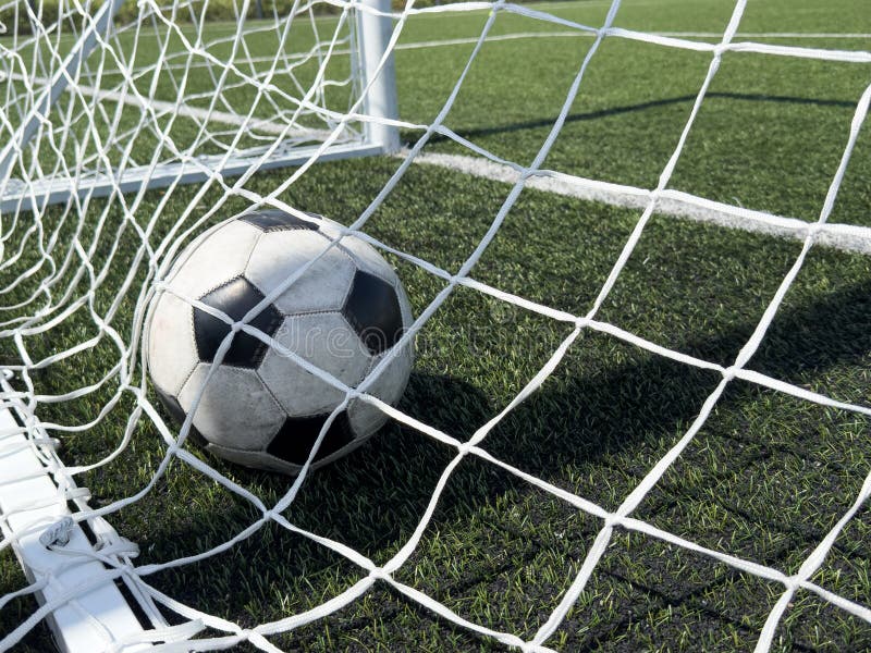 Goal in the Back of Net in Soccer Game Stock Photo - Image of goal ...