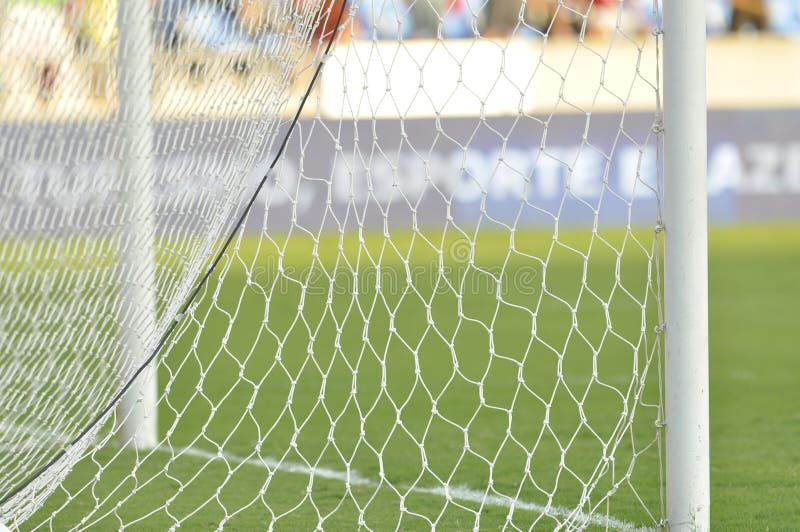 Goalkeeper Behind Football Net Stock Photo - Image of play, football ...