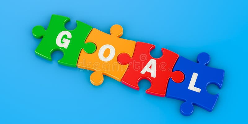 Goal from Colored Puzzles, 3D Rendering Stock Illustration ...