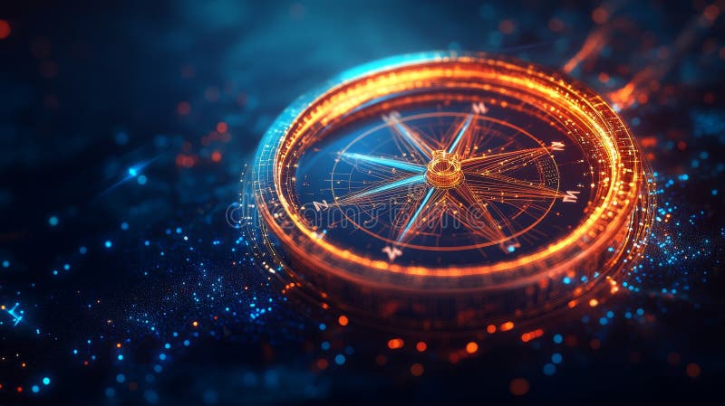 Goal Compass Success Digital Technology. Business Strategy Achievement ...