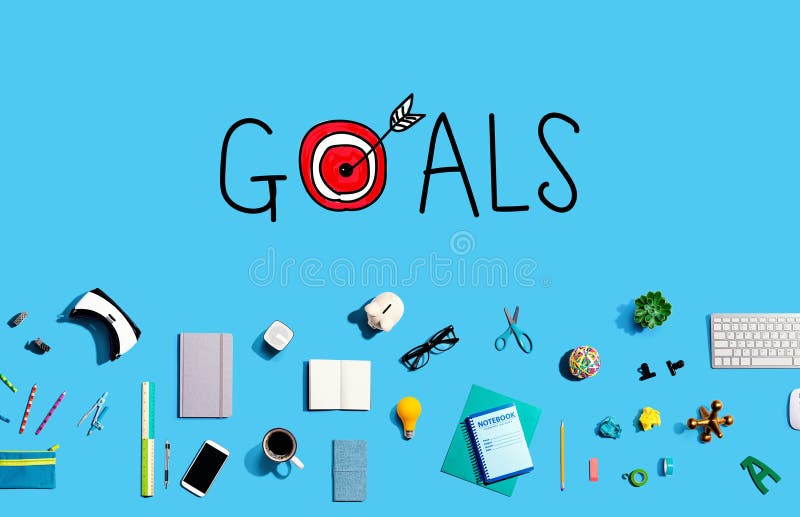 Goal Concept with Electronic Gadgets and Office Supplies Stock ...