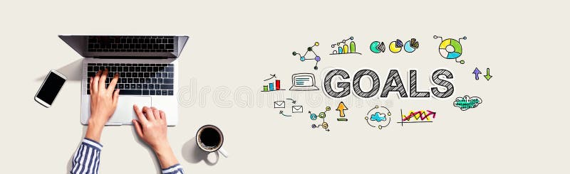 Goal Concept with Person Working with Laptop Stock Photo - Image of ...