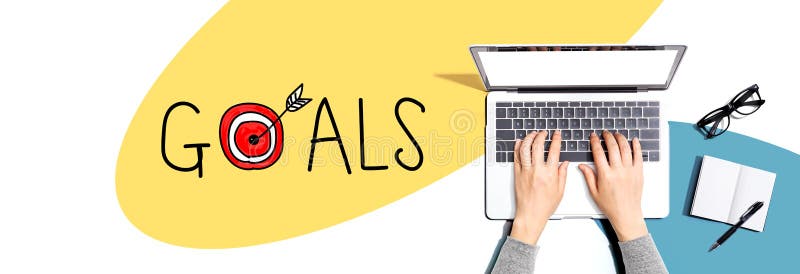 Goal Concept with Person Using a Laptop Stock Image - Image of flat ...