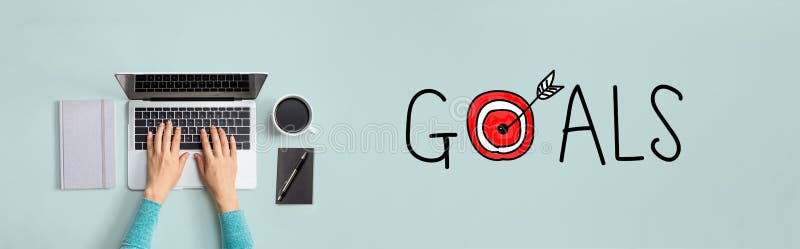 Goal Concept with Person Using Laptop Stock Illustration - Illustration ...