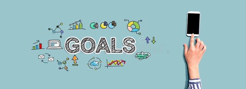 Goal Concept with Person Working with Laptop Stock Photo - Image of ...