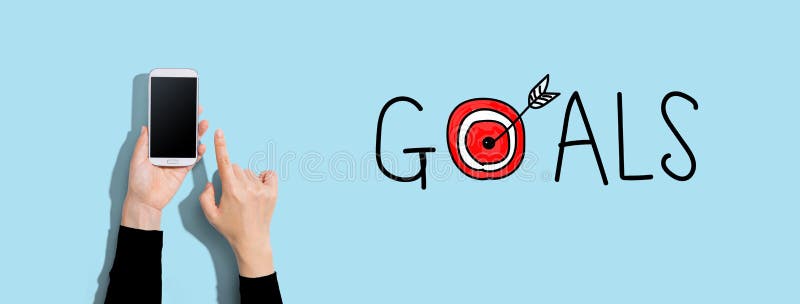 Goal Concept with Person Using a Smartphone Stock Photo - Image of ...