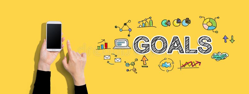 Goal Concept with Person Working with Laptop Stock Photo - Image of ...