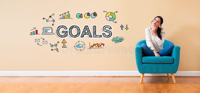 Goal Concept with Woman in a Thoughtful Pose Stock Photo - Image of ...