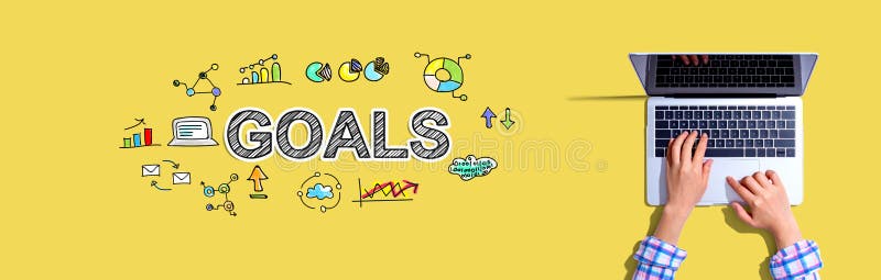 Goal Concept with Person Working with Laptop Stock Photo - Image of ...
