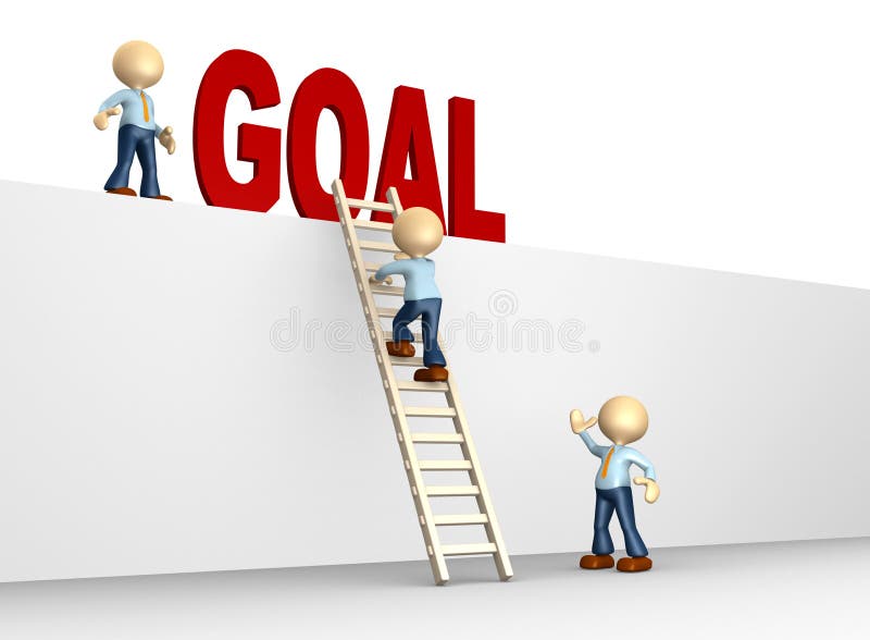 3d Man with Stair and Word Goal Stock Illustration - Illustration of ...