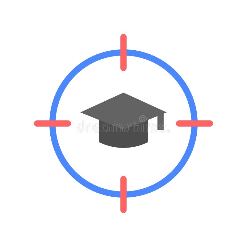 Goal and Graduated Cap, Education and E Learning Icon Concept Stock ...
