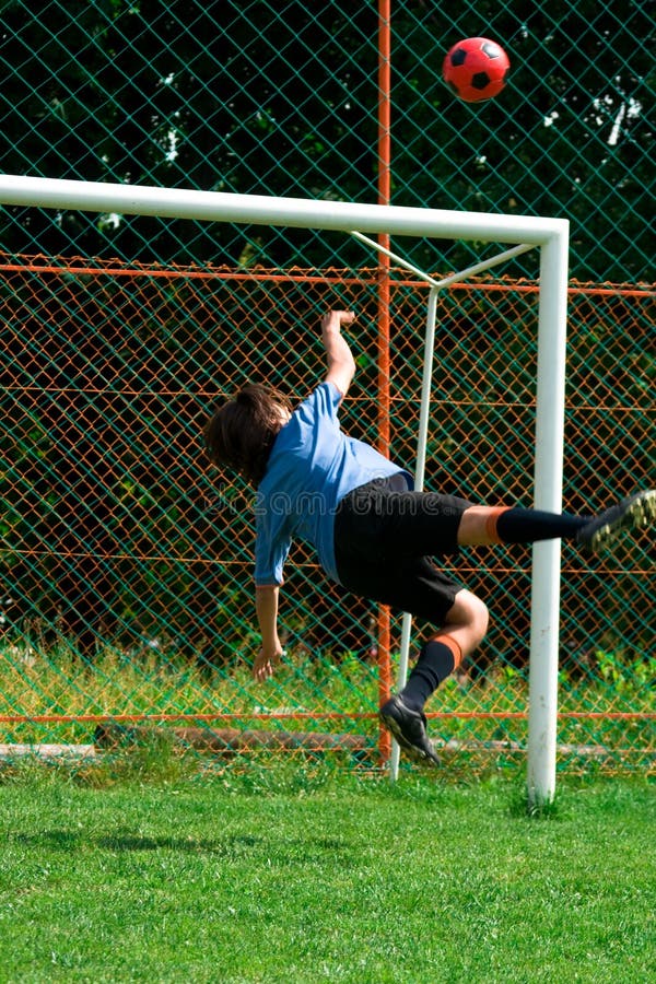 Soccer Football Goal Keeper Making Save Stock Image - Image of point ...