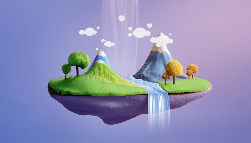 Goal of Life, Growth and, Motivation Concept: Waterfall Feeding a Lush ...