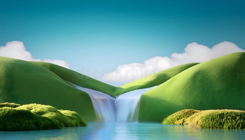 Goal of Life, Growth and, Motivation Concept: Waterfall Feeding a Lush ...