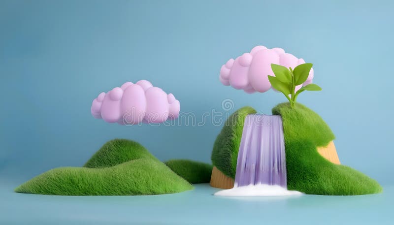 Goal of Life, Growth and, Motivation Concept: Waterfall Feeding a Lush ...