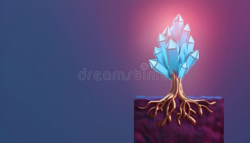 Goal of Life, Growth and Motivation: Roots Intertwining with Glowing ...