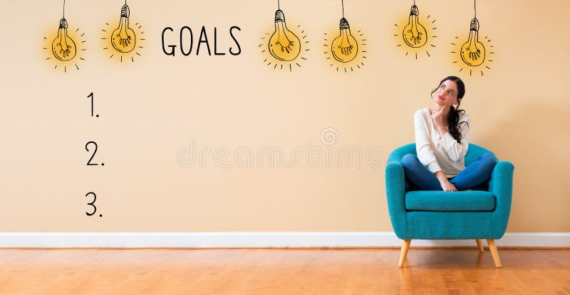 Goal List with Woman in a Thoughtful Pose Stock Photo - Image of female ...