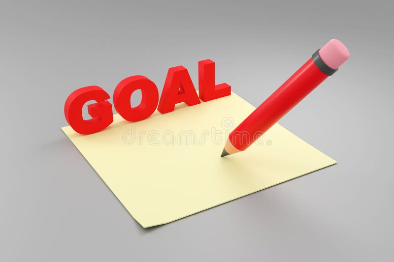 Goal Minimal Style Pencil on Paper. 3d Rendering Stock Illustration ...