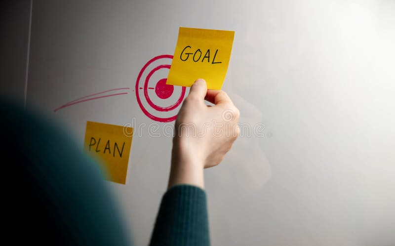 Goal, Plan, Challenge and Strategy Concept. Person Making Business Plan ...