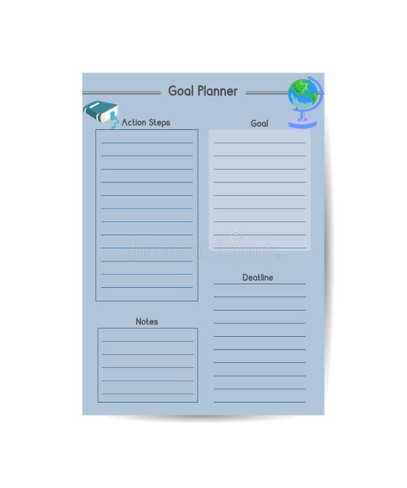 Goal Planner Template Organizer and Schedule for Notes Goals Vector ...