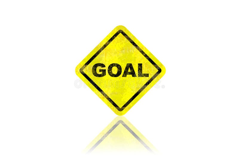 Goal Road Sign with Reflection Stock Illustration - Illustration of ...
