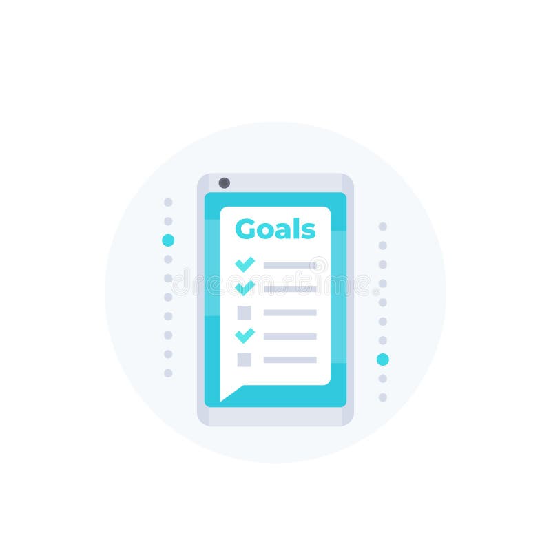 Goal Setting App in Smartphone, Vector Icon Stock Vector - Illustration ...