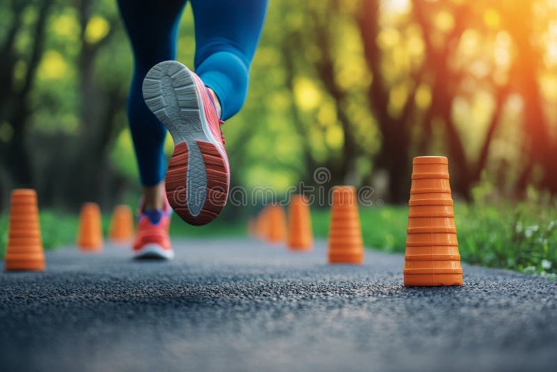 Goal Setting Discipline Concept Athlete Running on a Path with Orange ...