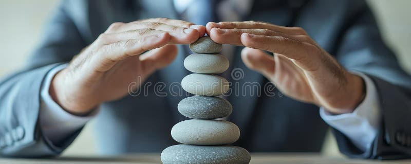 Goal Setting Discipline Concept Hands Balancing Stacked Stones ...