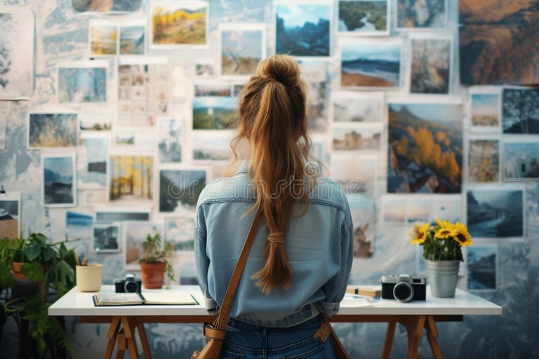 Goal Setting Journey Woman Visualizes Aspirations through Vision Board ... Goal Setting Journey Woman Visualizes Aspirations through Vision Board ...