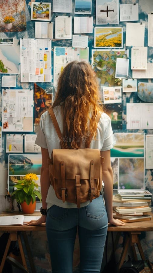 Goal Setting Journey Woman Visualizes Aspirations through Vision Board ... Goal Setting Journey Woman Visualizes Aspirations through Vision Board ...