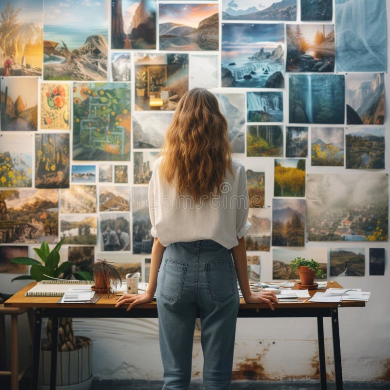 Goal Setting Journey Woman Visualizes Aspirations through Vision Board ... Goal Setting Journey Woman Visualizes Aspirations through Vision Board ...