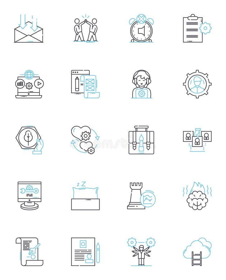 Goal Setting Linear Icons Set. Ambition, Determination, Focus ...