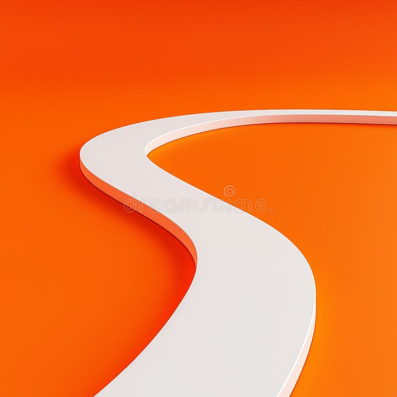 Goal Setting Mindset Concept Curvy White Path on a Vibrant Orange ...