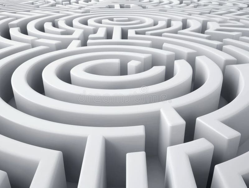 Goal Setting Mindset Concept 3D Maze Pattern in Grey Tones with ...