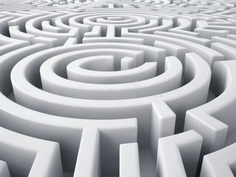 Goal Setting Mindset Concept 3D Maze Pattern in Grey Tones with ...