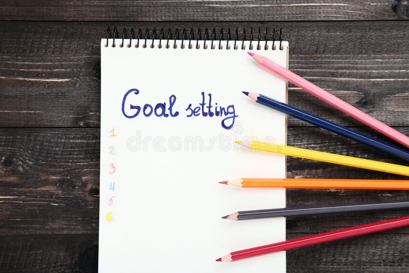Goal setting in notepad stock image. Image of concept - 132018099