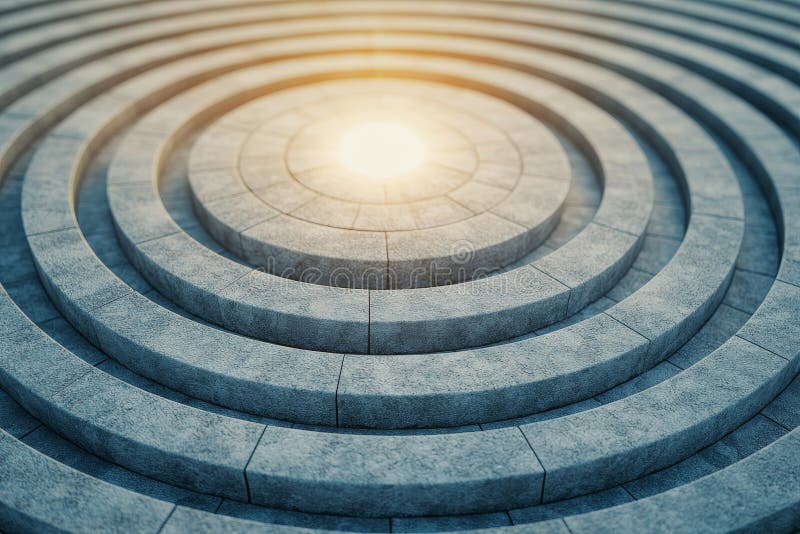 Goal Setting Steps Concept Circular Stone Pattern Radiating Light from ...