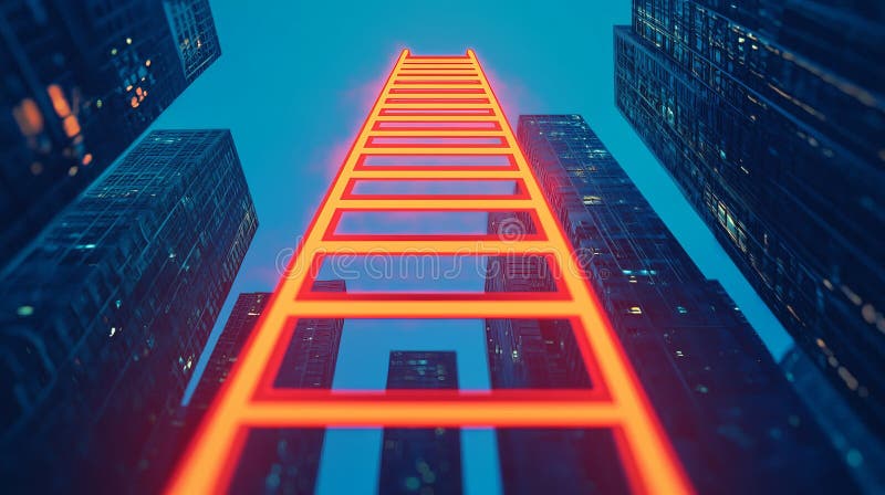 Goal Setting Steps Concept Luminous Ladder Reaching into a Blue Sky ...