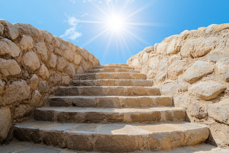 Goal Setting Steps Concept Stone Steps Leading Upwards Under Bright ...
