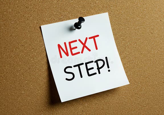 Goal Setting Sticky Note on Corkboard with Next Step Plan Stock ...