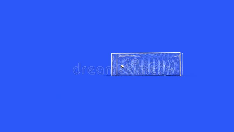 GOAL Soccer Net Dynamic Collision Ball Blue Screen 3D Rendering ...