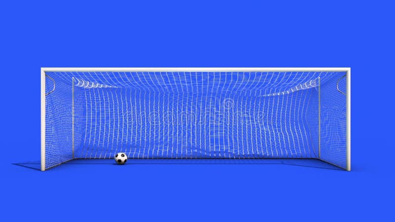 GOAL Soccer Net Dynamic Collision Ball Blue Screen 3D Rendering ...