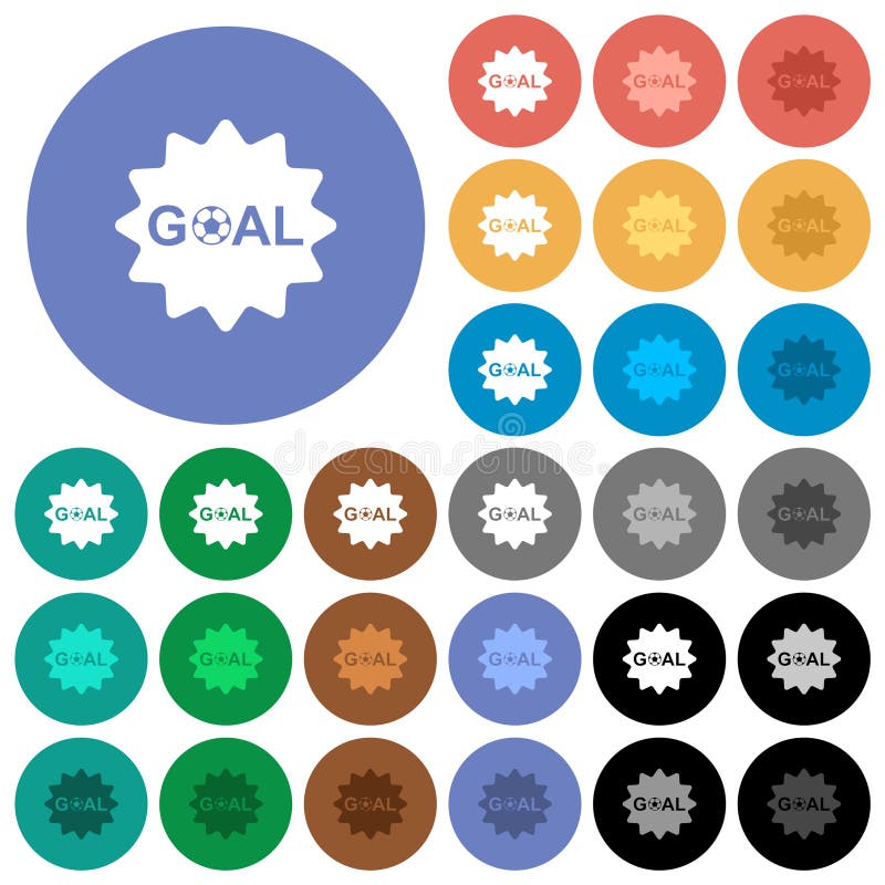 Goal Sticker with Rounded Edges Solid Round Flat Multi Colored Icons ...