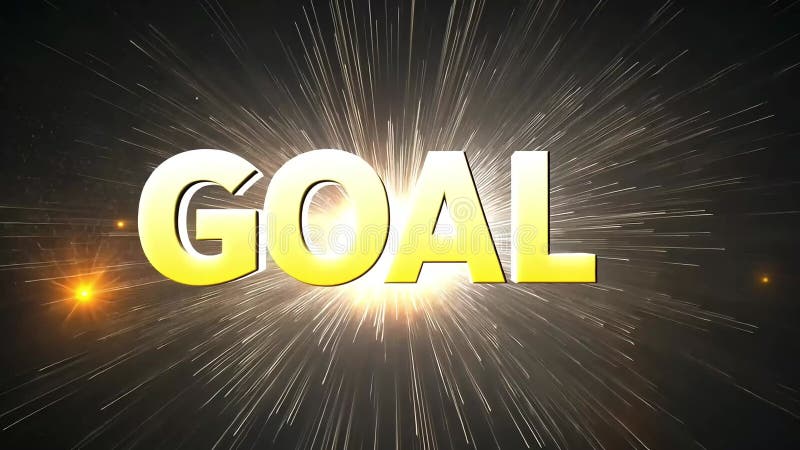 GOAL Text Animations in Gold Text with Burst Lines on Dark Backdrop ...