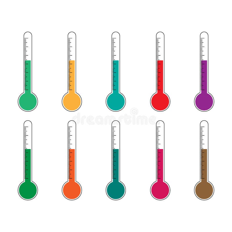 Goal Thermometers at Different Levels. Vector Illustration Stock Vector ...