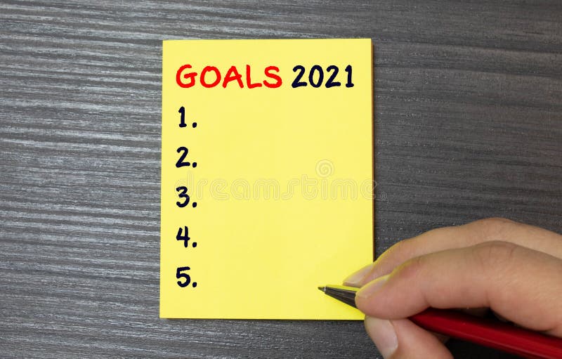 Goal 2021 Top View Flat Lay of Desktop and Notepads Writing Down Goals ...